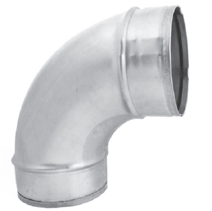 Spirobuis Bocht 90 graden 180mm geperst staal - Ventilatieshop.com
