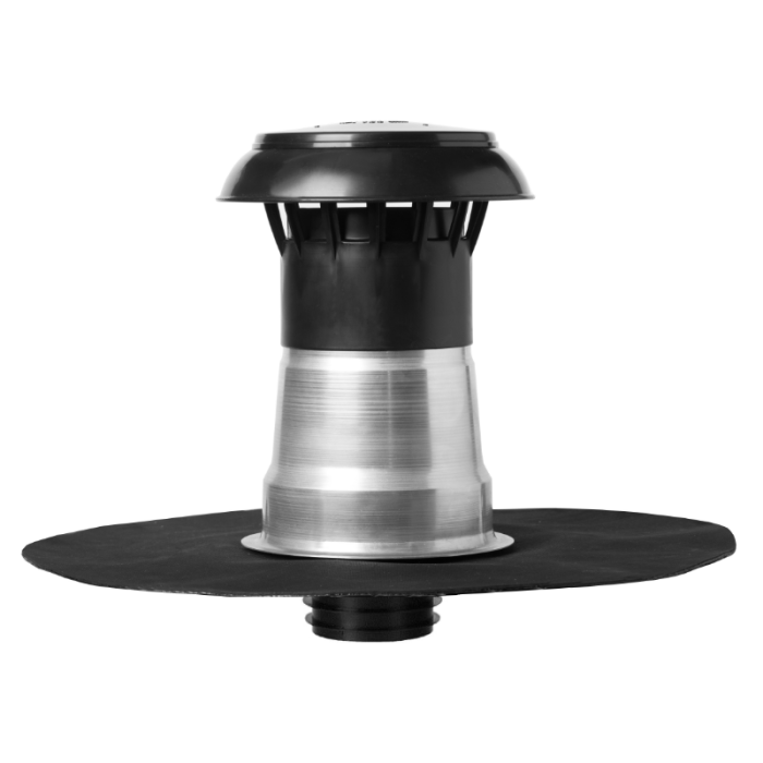 Platdak Ontluchting Dubbelwandig 110-125mm - Bitumen met Kunststof Kap - Ventilatieshop.com